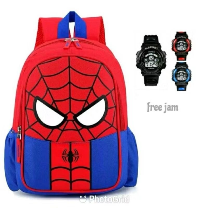 Jual Tas Ransel 2in1 Karakter Superhero Ransel Anak Sekolah Laki Laki SD PAUD TK Free Jam ...