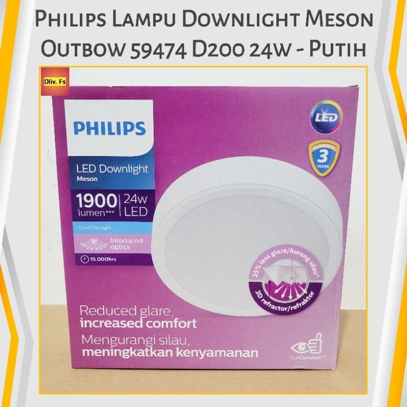 Jual Philips Lampu Downlight Meson Outbow 24W 59474 D200 Putih | Shopee ...