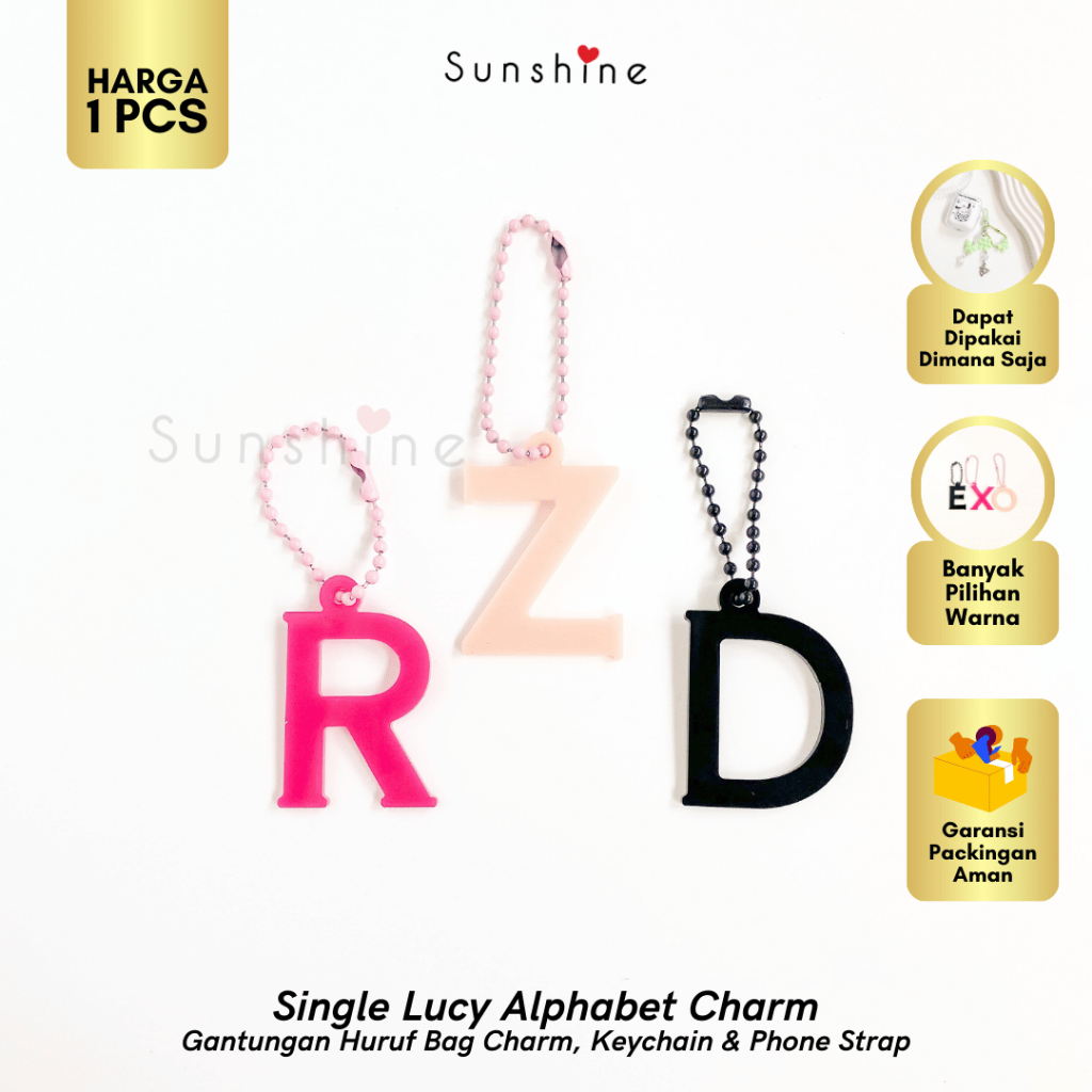 Jual Sunshinelove - Single Lucy Alphabet Bag Charm Keychain Gantungan ...