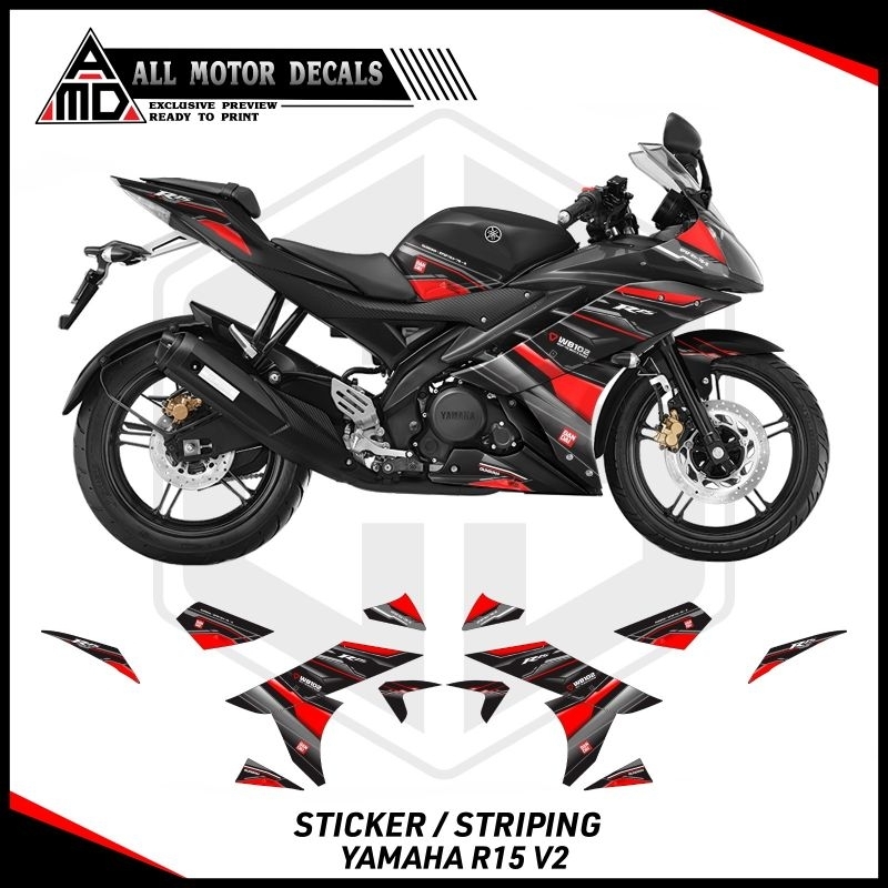 Jual STICKER YAMAHA R15 V2 GRAFIS / STRIPING MOTOR R15 VERSI KE 2 ...