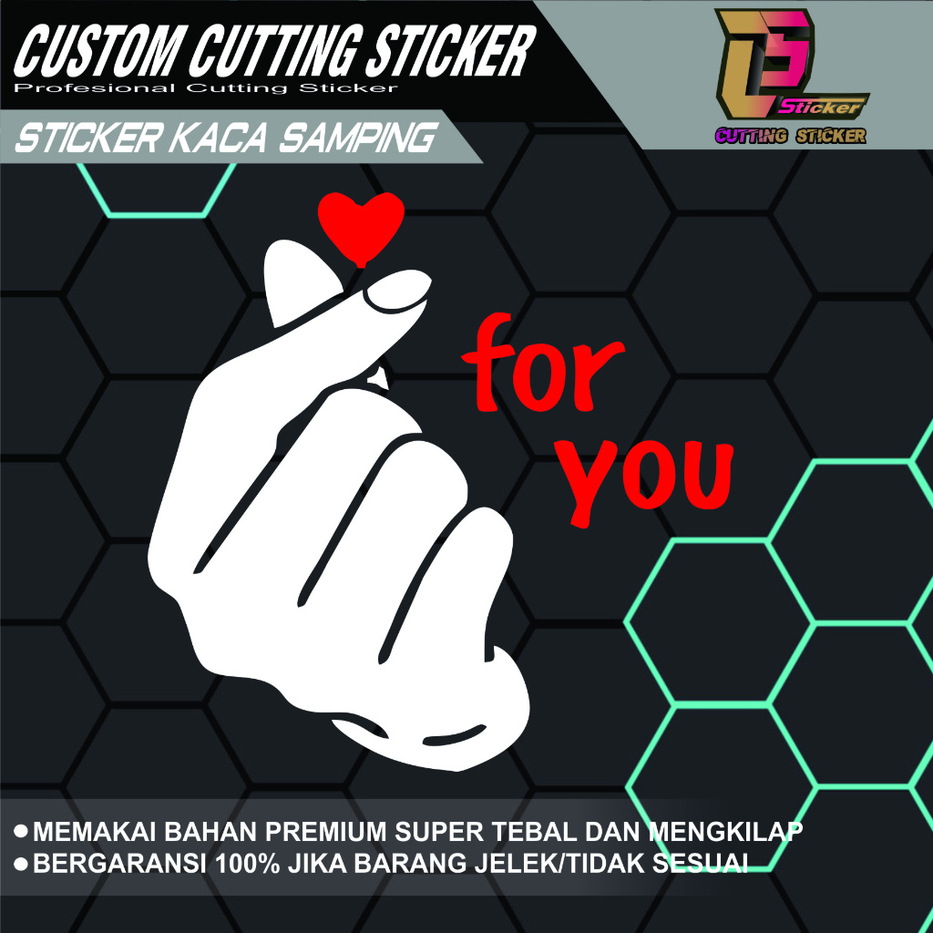 Jual Stiker Cutting Sticker Kaca Mobil Tanda Jari Love Cinta Heart ...