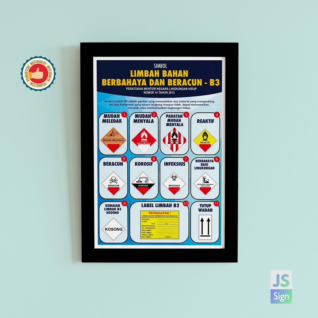 Jual POSTER SAFETY K3 SIMBOL LIMBAH B3 + FRAME A2 | Shopee Indonesia