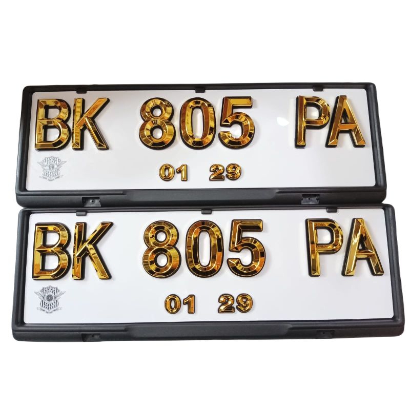 Jual Plat Nomor Mobil Timbul Mewah - LancipSegi5 Gold List Hitam - FREE COVER | Shopee Indonesia