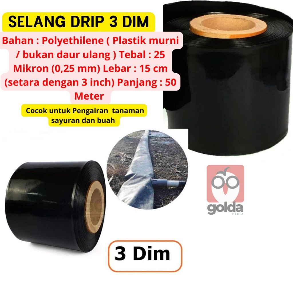 Jual Selang Drip 25 Micron 3 Dim 50 meter - 3inch Selang Irigasi | SELANG IRIGASI DRIP 3 DIM X ...