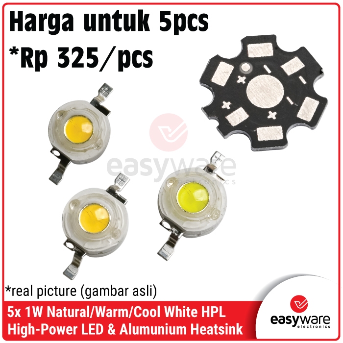 Jual 5x LED HPL 1W Super Bright Warm White Natural White Cool White High Power LED 1 Watt ...