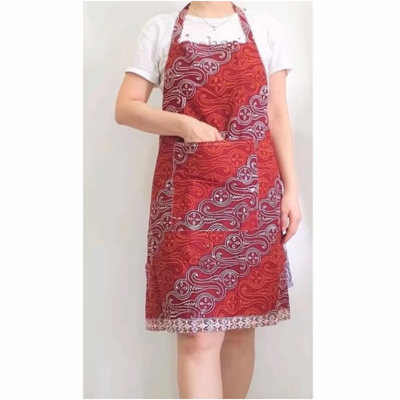 Jual [paket 6pcs] celemek Apron Masak Kain katun aneka motif saku depan ...