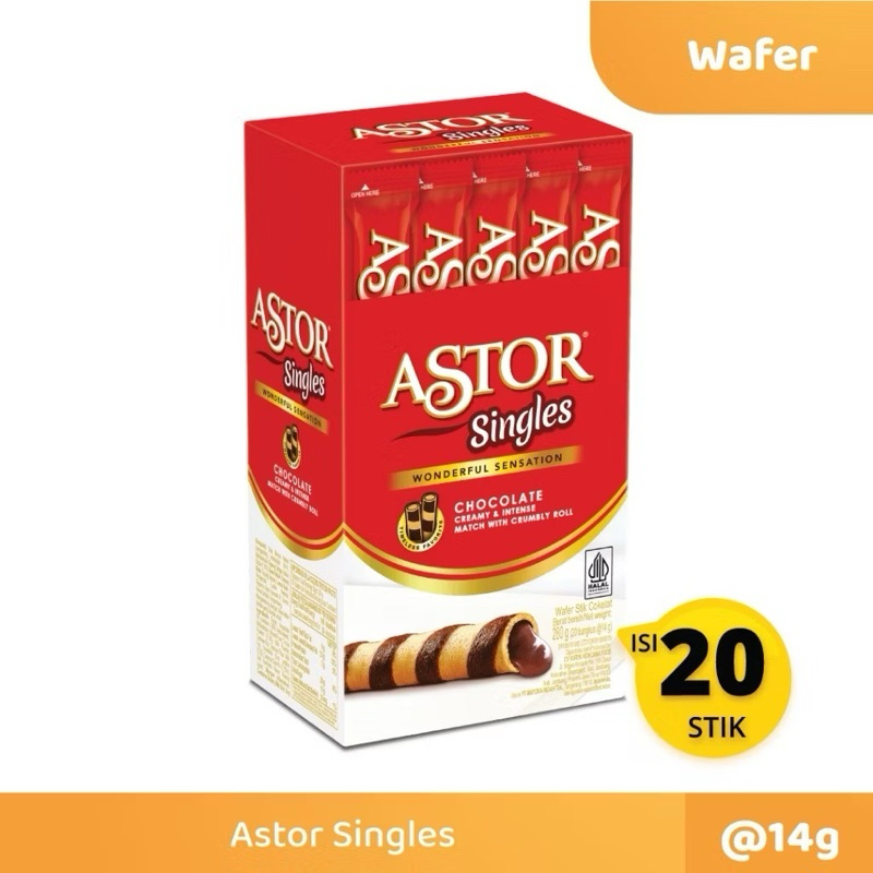 Jual Astor Single Kemasan Baru 1 Box Isi 20 - Astor Waferstick Coklat ...