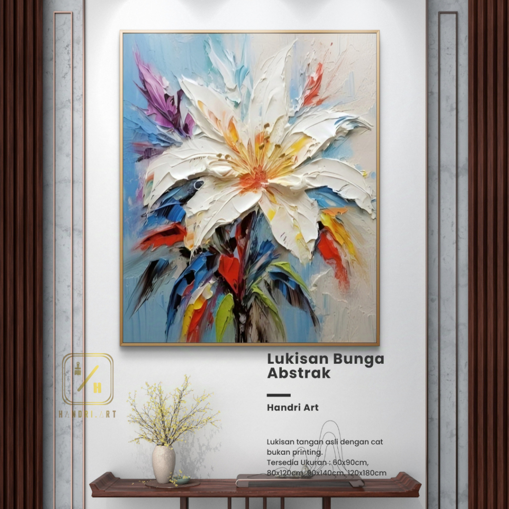 Jual Lukisan Bunga Abstrak Timbul Full Texture. Lukisan Bunga Timbul ...