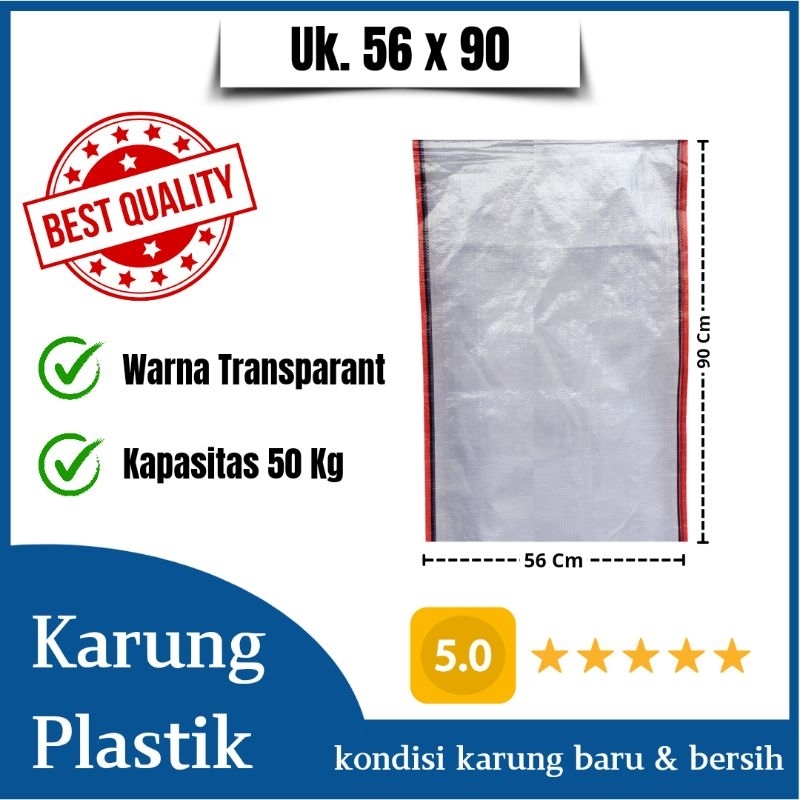 Jual Karung plastik TRANSPARAN karung beras ukuran 50 Kg (56x90 ...