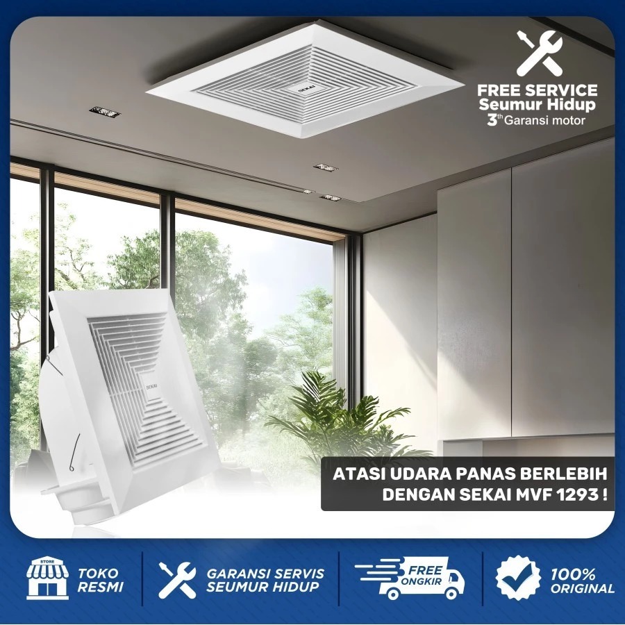 Jual Sekai Ceiling Exhaust Fan MVF 1293 - Kipas Angin Dak Exhaust/Exhaust Plafon 12 inch 40 Low ...