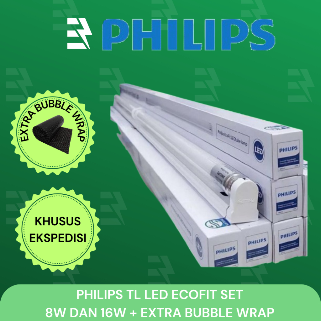 Jual (KHUSUS PENGIRIMAN EKSPEDISI/REGULER) Lampu PHILIPS TL LED 8W 8 Watt 60cm Ecovit SET (Lampu ...