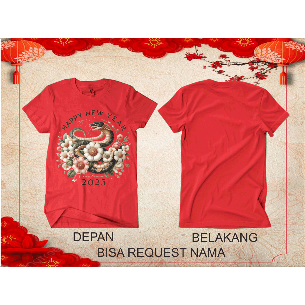Jual BAJU KAOS IMLEK 100% COTTON 2025 TAHUN ULAR MODEL EARTH SNAKE ...