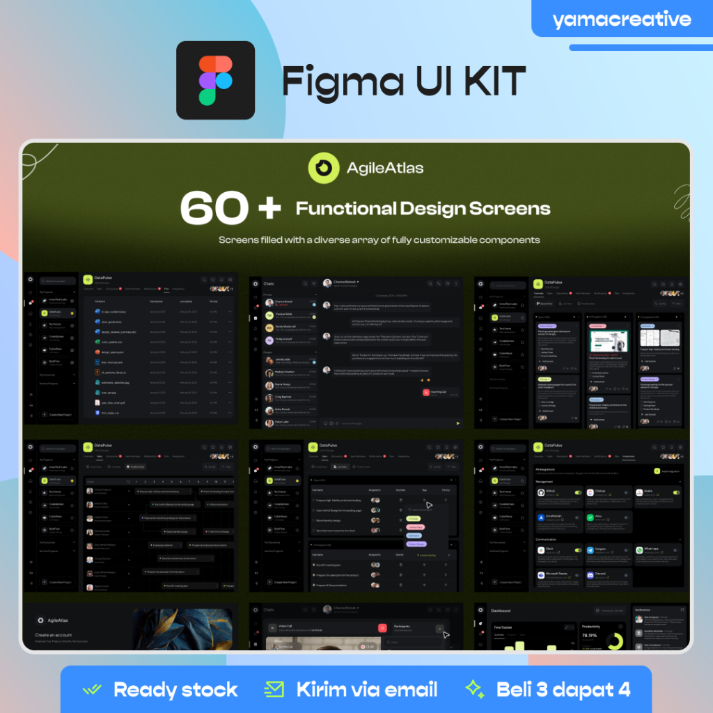 Jual Project Management 60+ Screen - Dark Mode - Premium Figma UI Kit ...