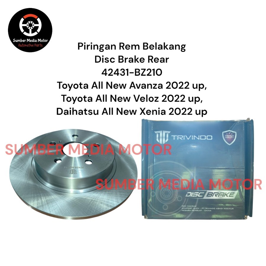 Jual Trivindo Disc Brake Piringan Rem Belakang 42431-BZ210 Toyota All ...
