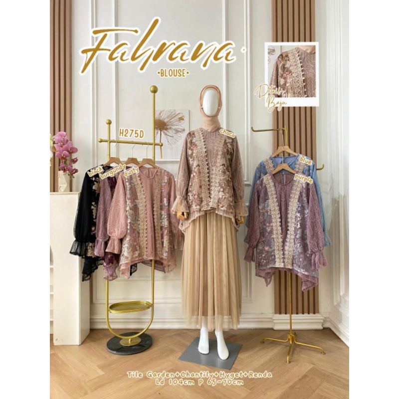 Jual FAHRANA - Blouse Baju Kondangan Kebaya Modern Brukat Bunga Tile ...