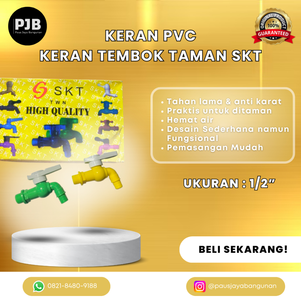 Jual Kran PVC Topi 1/2" untuk Tembok dan Taman brand SKT 100% Original / Asli / Guaranteed ...