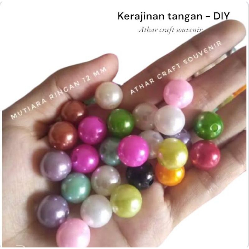 Jual Manik manik Bahan Craft Mutiara Ringan ukuran 10 mm ( isi 50 butir ...