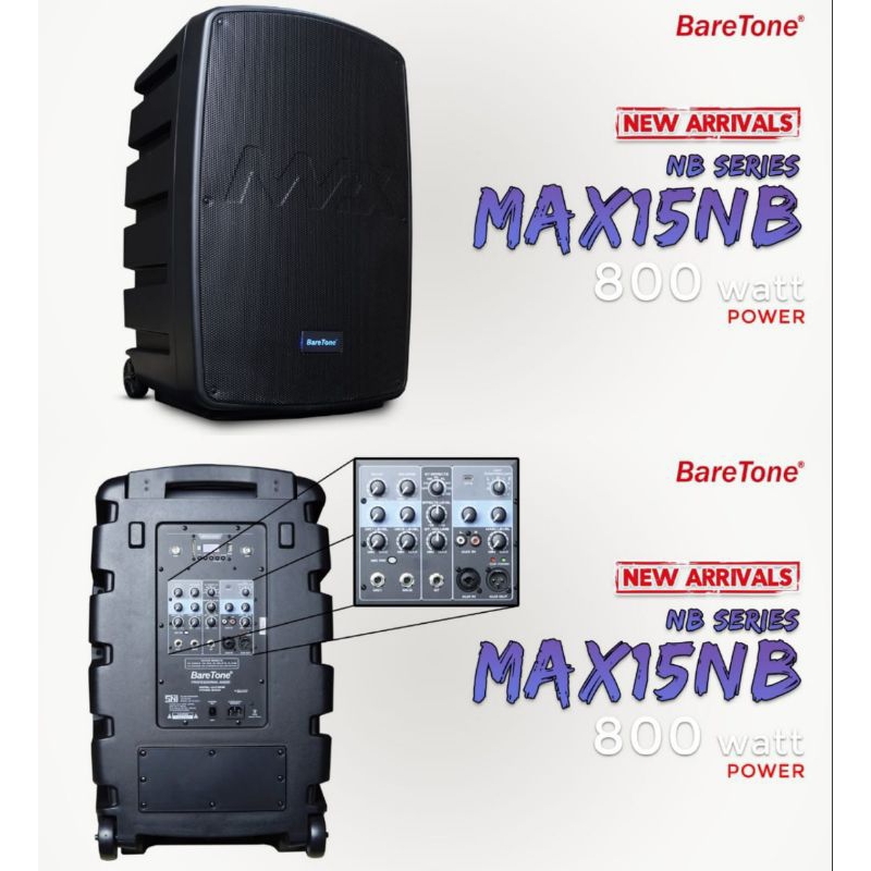 Jual BARETONE SPEAKER PORTABLE MAX 15NB 15 INCH ORIGINAL 800 WATT ...