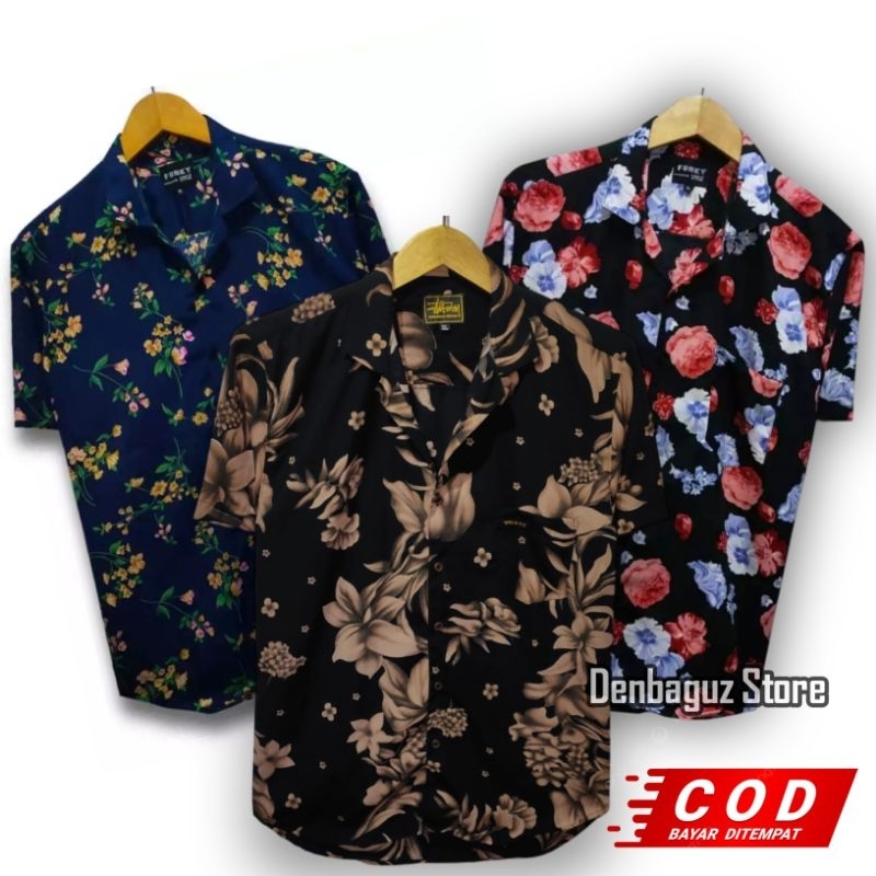 Jual KEMEJA MOTIF BUNGA SAKURA PRIA WANITA LENGAN PENDEK,HEM KASUAL ...