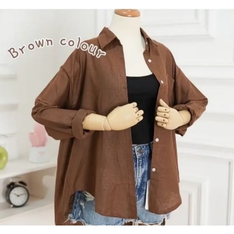 Jual Kemeja korean style oversize kekinian wanita kemeja full kancing ...
