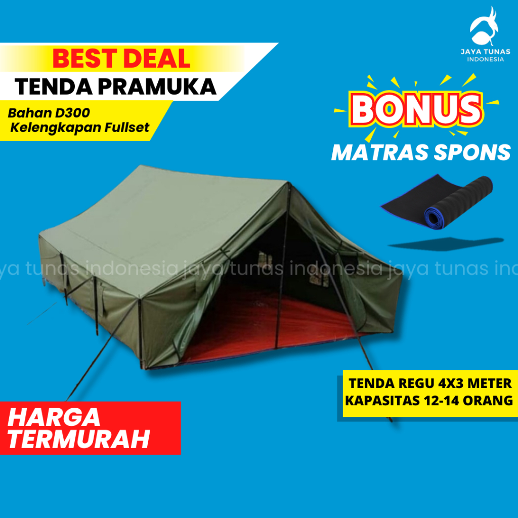Jual Tenda Barak 3mx4m Komando Regu Tent Pramuka Camping Serbaguna ...