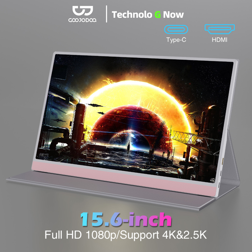 Jual GOOJODOQ Portable Monitor With Dual Speakers for Laptop 15.6 ...
