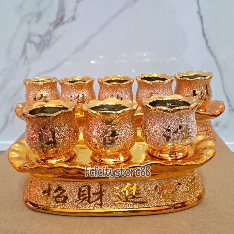 Jual Cangkir Sembahyang keramik bunga emas jin bao cangkir keramik ...