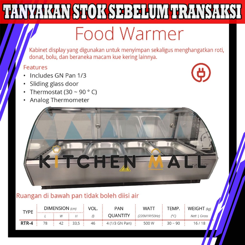 Jual Getra RTR 4 Showcase Penghangat Makanan / Display Warmer | Shopee ...