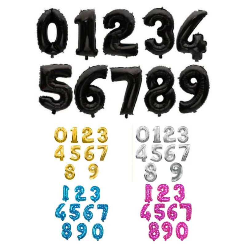 Jual Balon Foil Angka Ukuran 40 cm / Foil Angka / Balon Angka uk 40cm ...