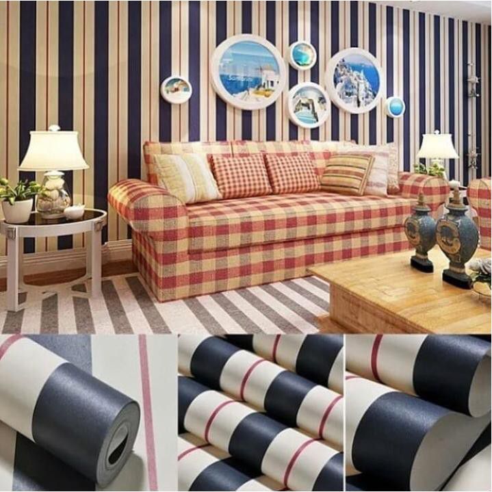 Jual Wallpaper Stiker Sticker Wallsticker Dinding Motif Garis Tekstur Warna HItam Putih CY 1051 ...