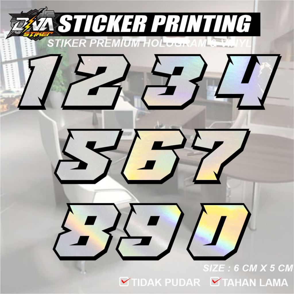 Jual Stiker Premium Hologram Dan Vinyl Nomor Dari 1234 567 890 Stiker ...