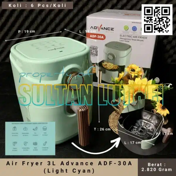 Jual Air Fryer 3L Advance ADF-30A (Light Cyan) | Shopee Indonesia