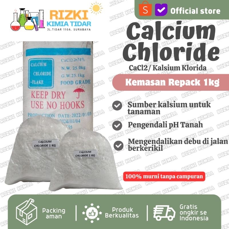 Jual Calcium Chloride Kalsium Klorida CACL2 1 kg | Shopee Indonesia