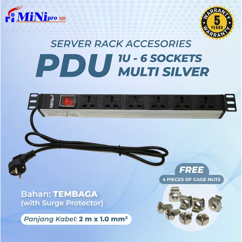 Jual Minipro Power Distribution Unit Rack Server 6 Port Multi Socket ...