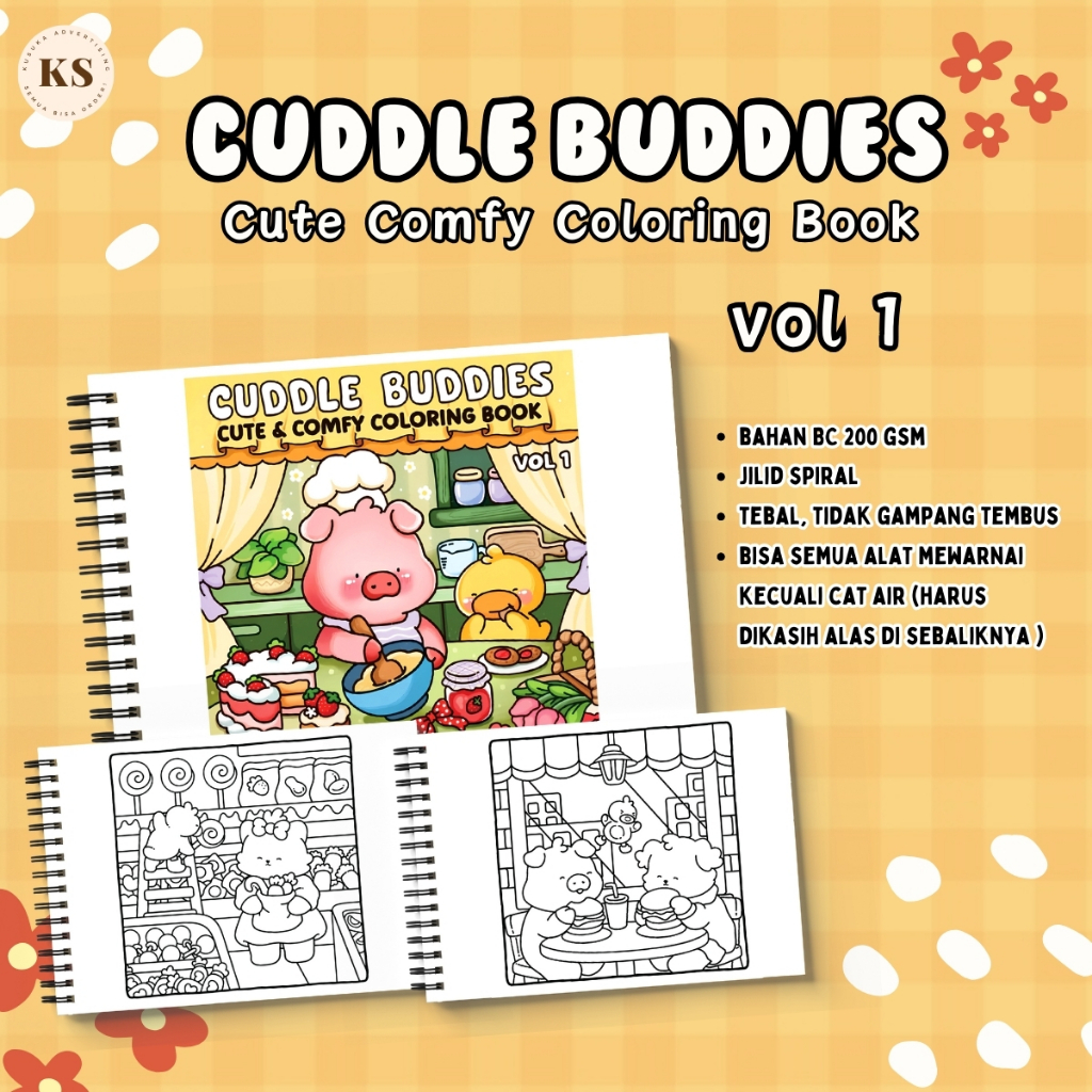 Jual CUDDLE BUDDIES VOL 1 Cute Comfy Coloring Book Cozy Healing Buku ...