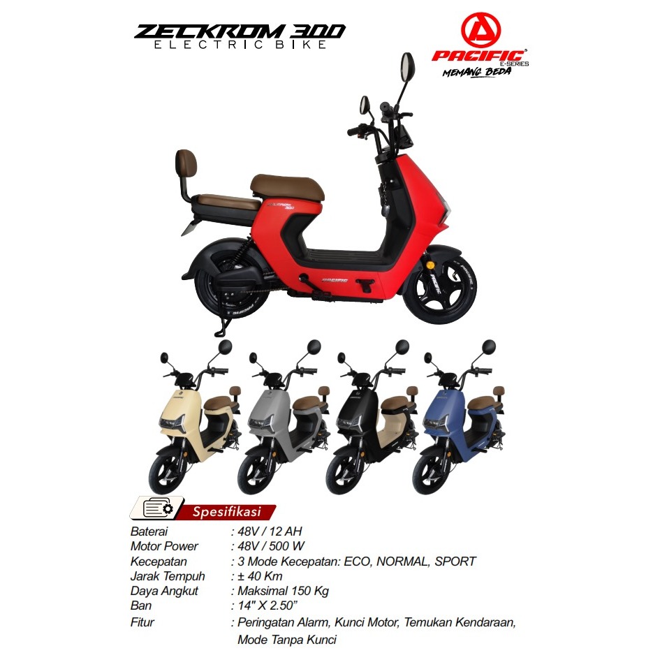 Jual Sepeda Listrik PACIFIC ZECKROM 300 Electrik Bike 500 Watt New 2025 !!! | Shopee Indonesia