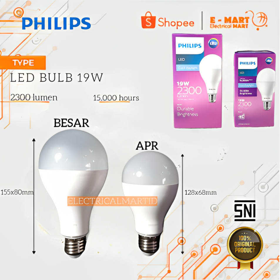 Jual PHILIPS LED Bulb 19W 6500K E27 Warna Putih | Shopee Indonesia