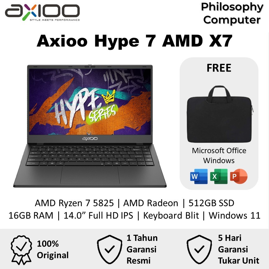 Jual Laptop Axioo Hype 7 AMD X7 Ryzen 7 5825 16GB 512GB 14.0 Full HD ...