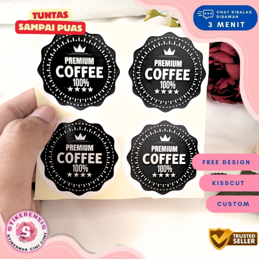 Jual 5-8 Stiker Produk Minuman Coffe Murah Sticker Label Bandung Kopi ...
