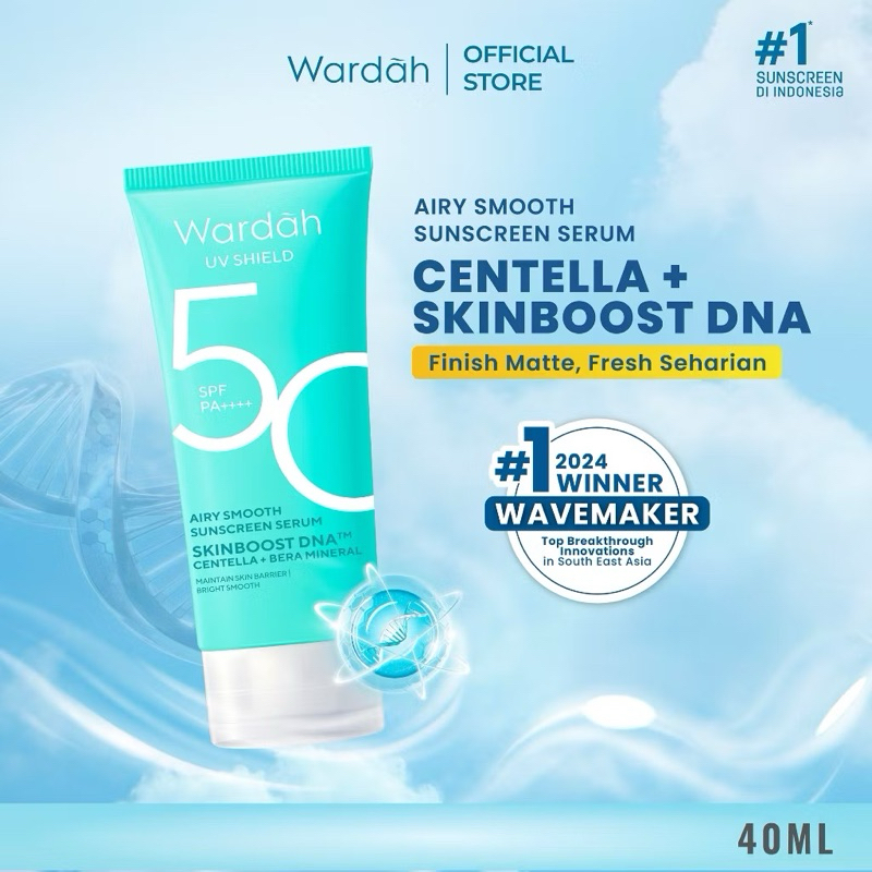 Jual Wardah Airy Smooth Sunscreen Serum Centella + Skinboost DNA SPF 50 ...