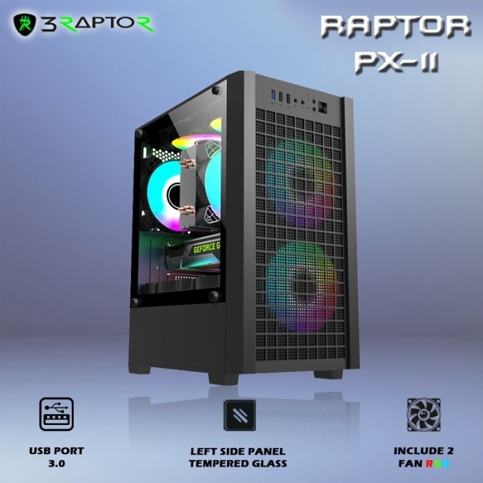 Jual CASING RAPTOR PX-II INCLUDE 2 FAN RGB | CASE GAMING RAPTOR PX-11 M ...