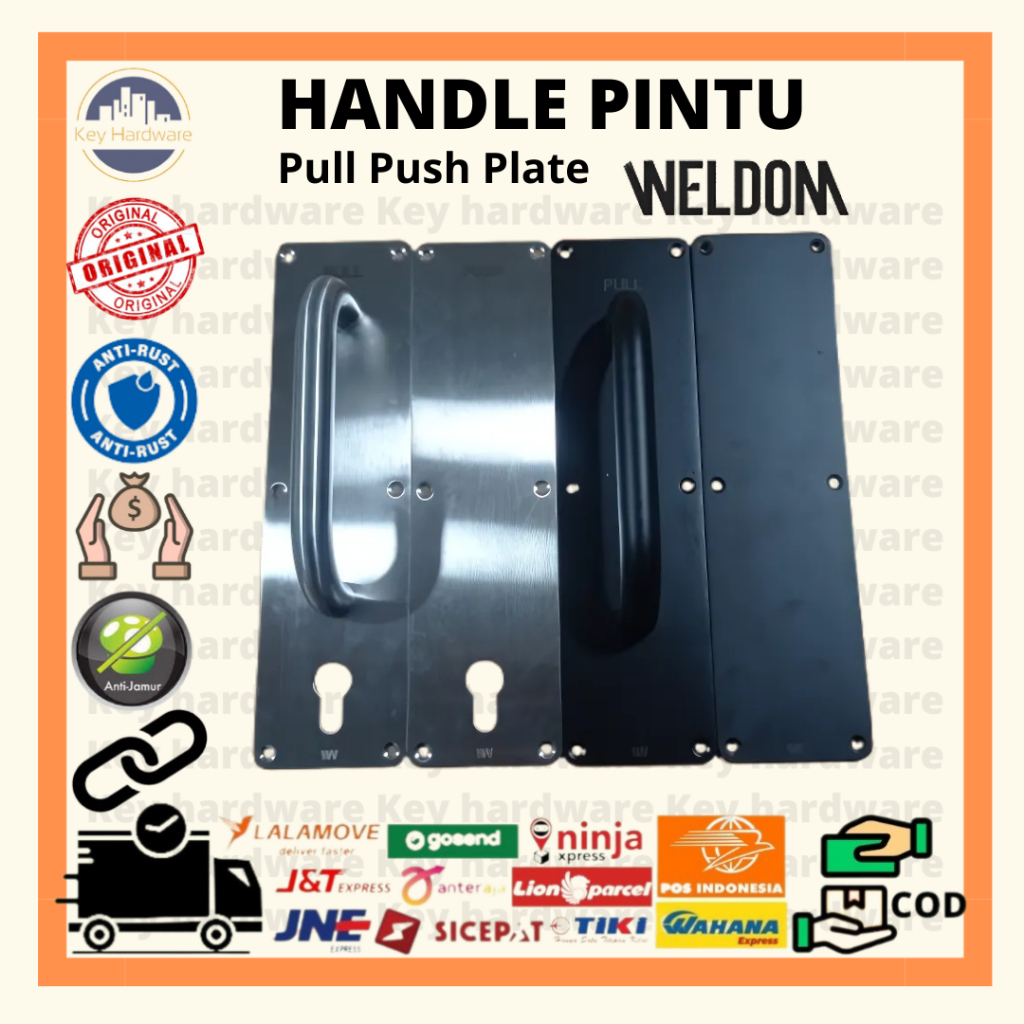 Jual Pull Push Handle Pintu Sign Plate Dorong Tarik Gagang Stainless ...