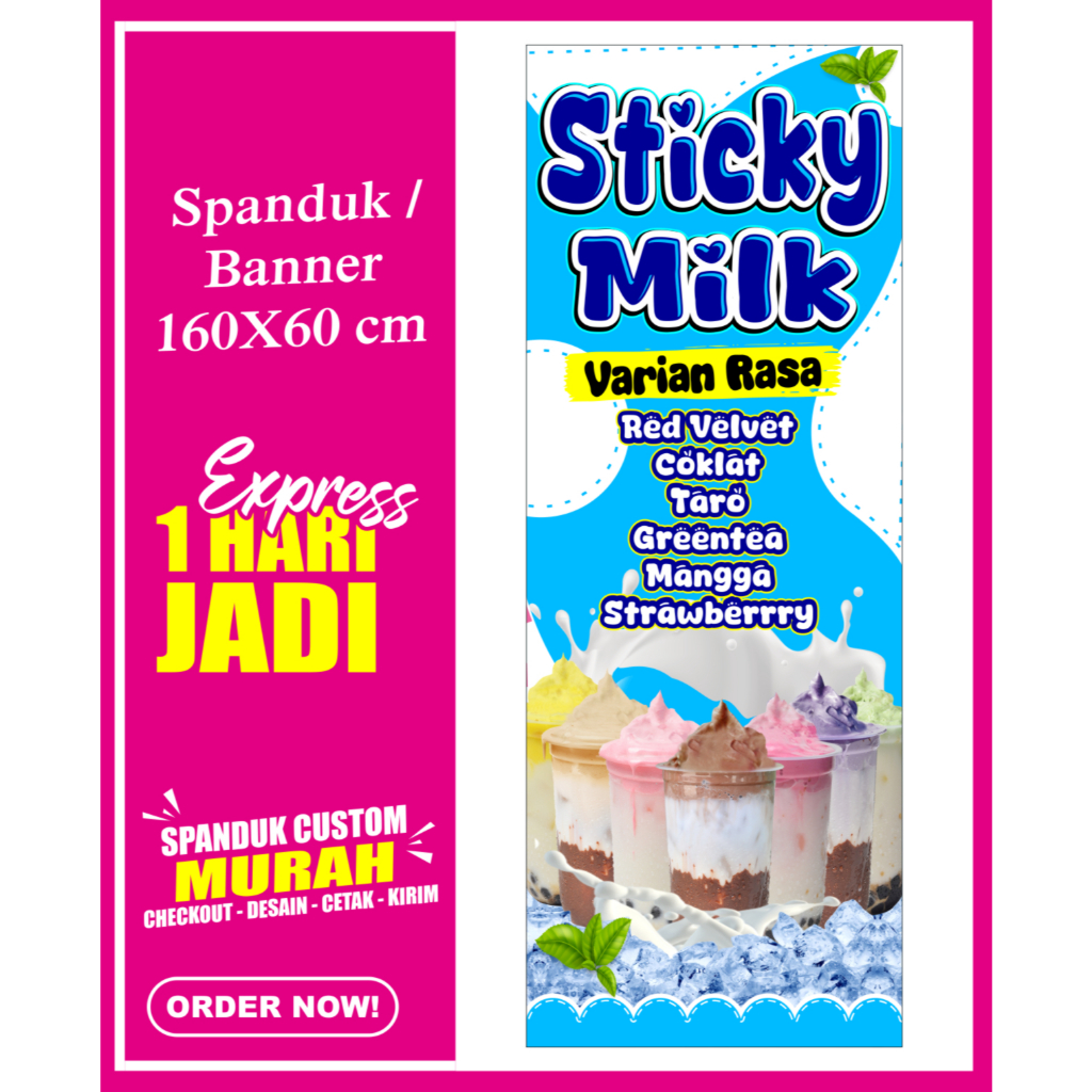Jual Spanduk Sticky Milk, Banner Sticky Milk Ukuran 60 x 160 cm / Spanduk Sticky Milk, Banner ...