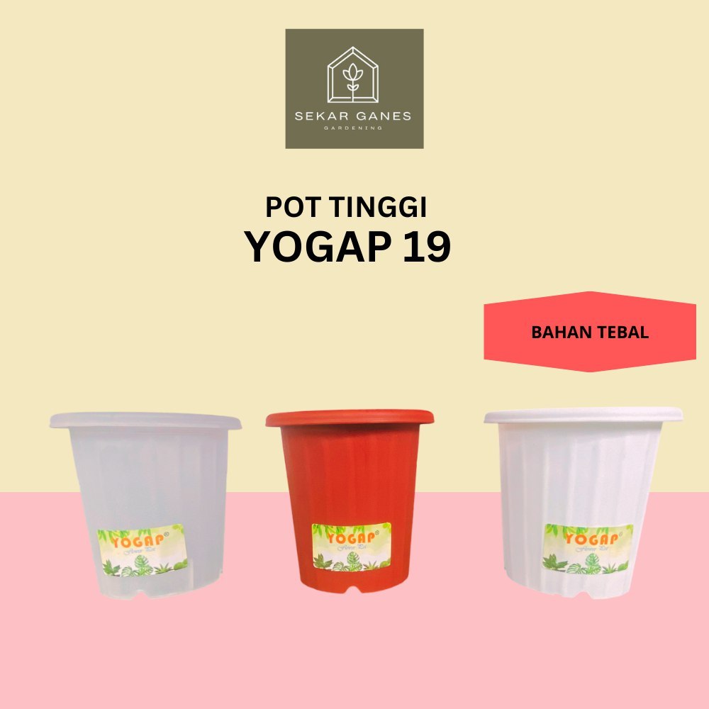 Jual POT BUNGA YOGAP YPT 19 WARNA PUTIH TRANSPARAN BENING MERAH BATA ...