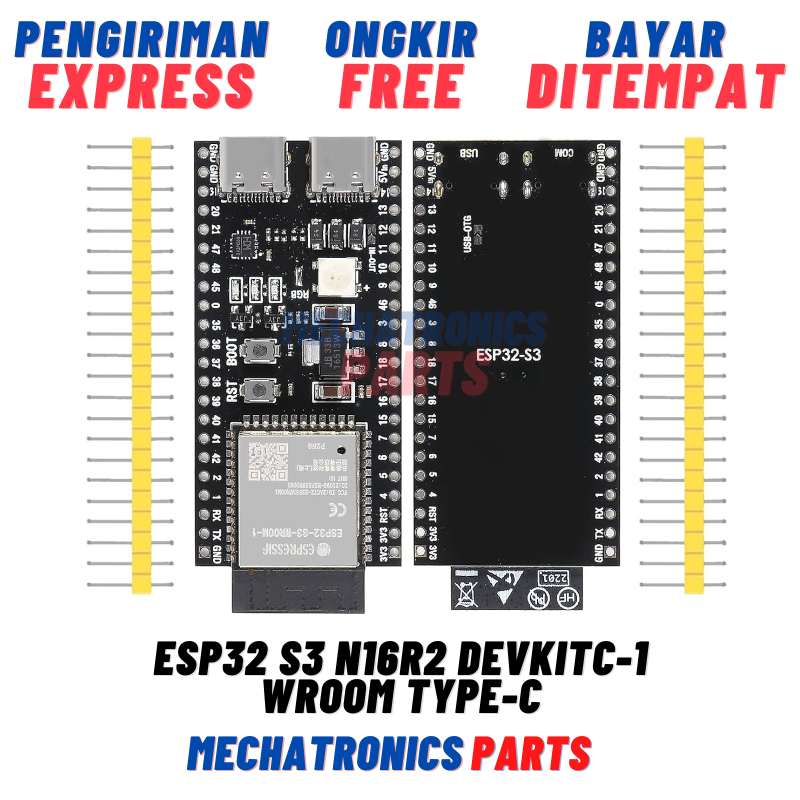 Jual ESP32 S3 N16R2 DevKitC-1 WROOM Type-C ESP32-S3 Modul | Shopee ...
