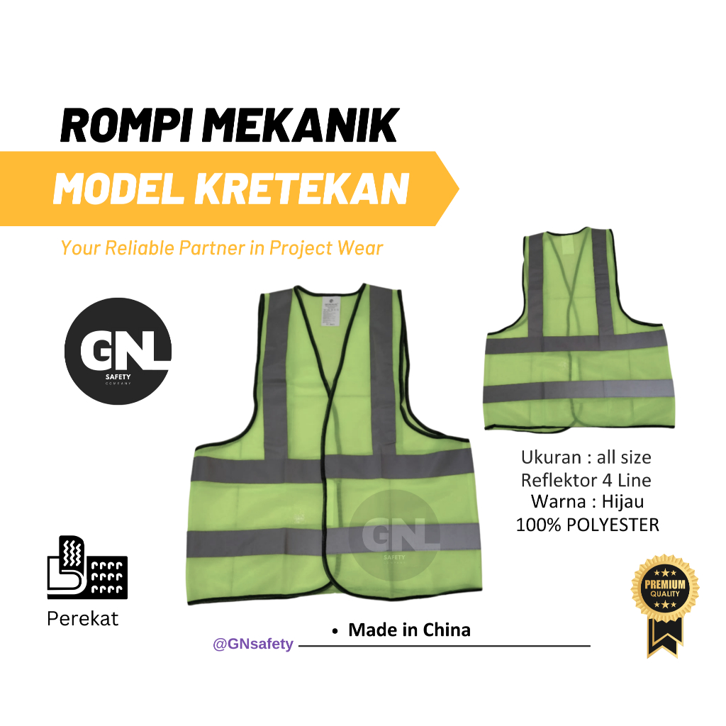 Jual Rompi Mekanik Kretekan 4 Garis Hijau | Shopee Indonesia