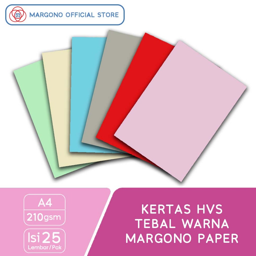 Jual Margono Kertas HVS Tebal A4 Warna Warni Multifungsi 210 gsm - 25 Lembar Color Paper ...