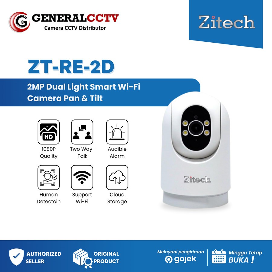 Jual Zitech ZT-RE-2D DUAL LIGHT SMART WI-FI CAMERA PAN&TILT | Shopee ...
