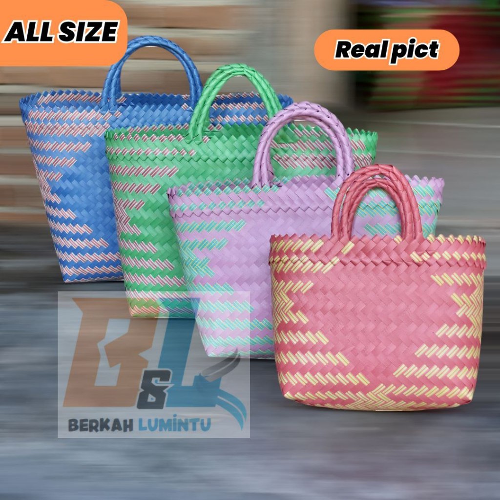 Jual Tas Anyaman Plastik Wanita Lurik Tas Belanja Anyam Pesta Hajatan ...