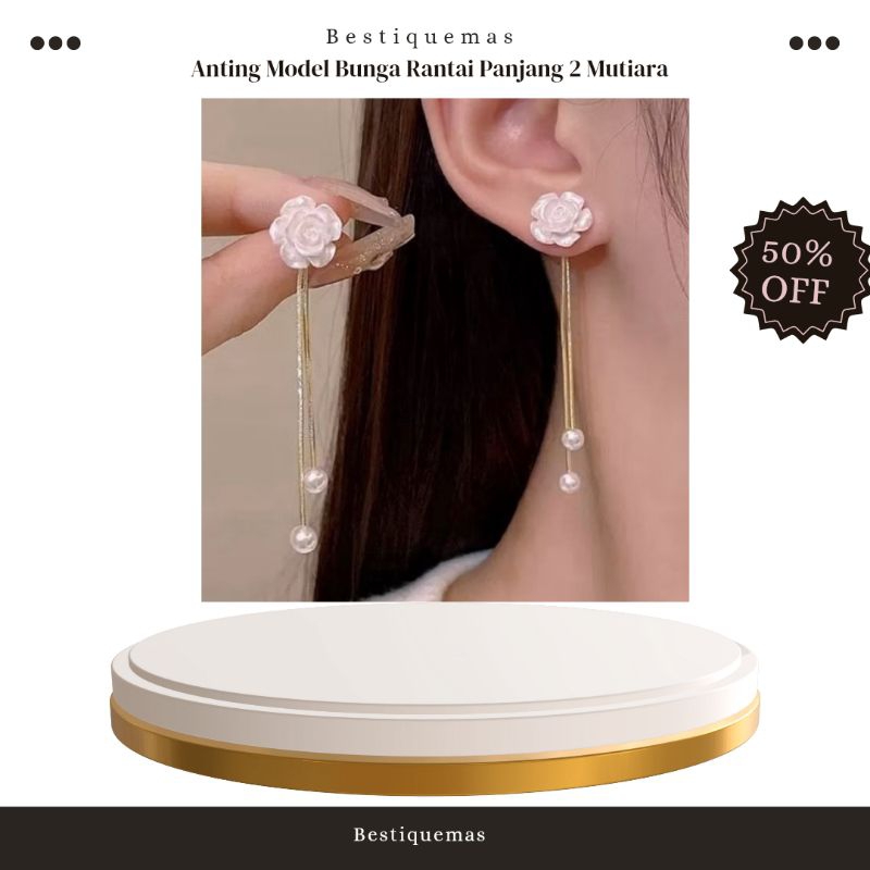Jual Anting Model Bunga Rantai Panjang Mutiara | Shopee Indonesia